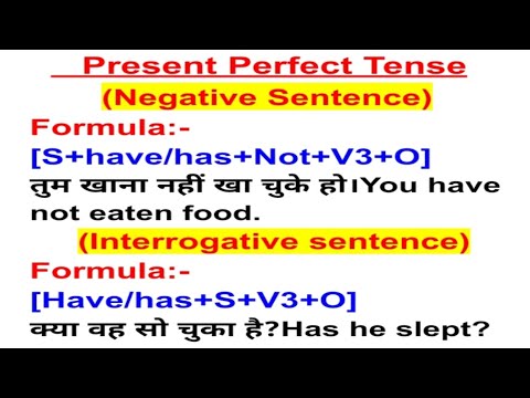 Present perfect negative sentence//present perfect interrogative ...