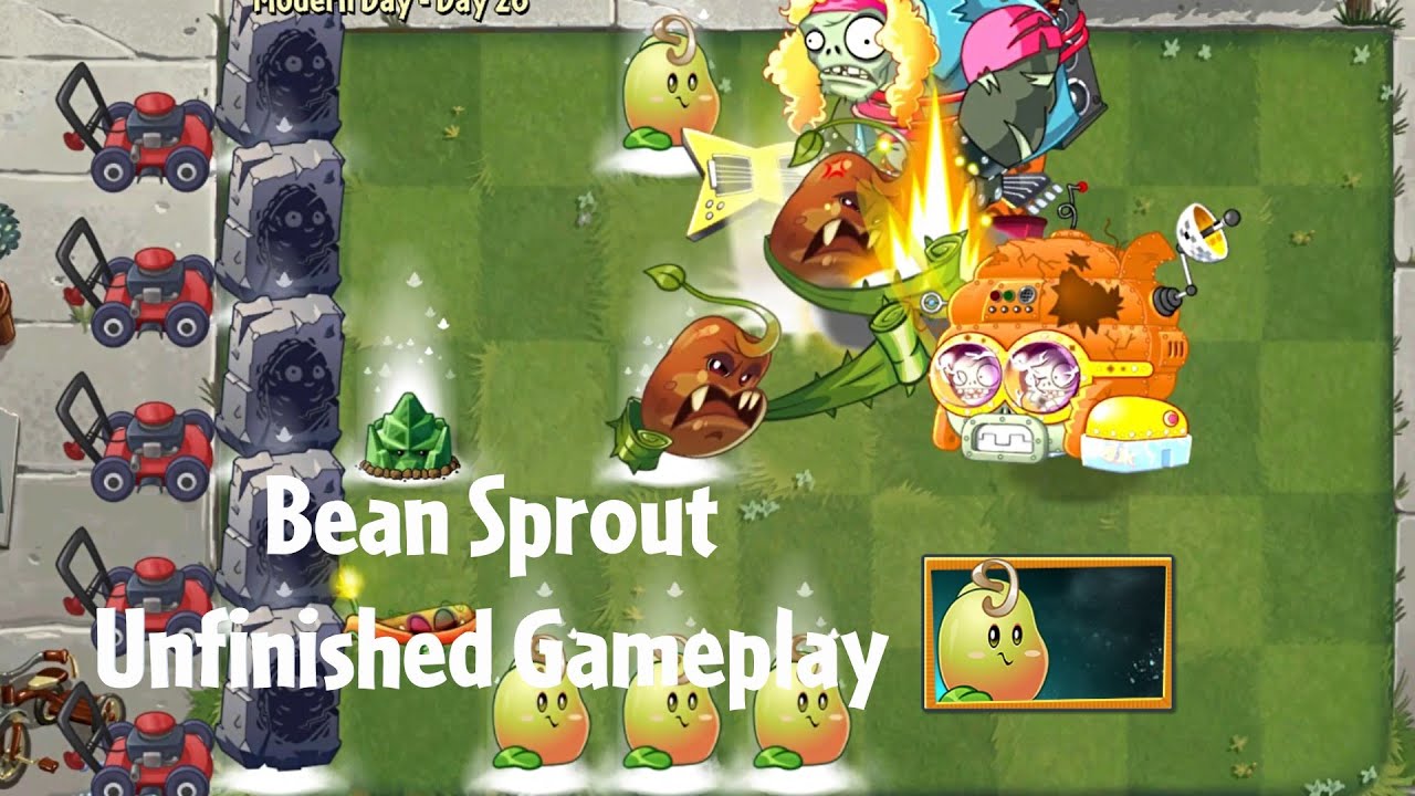 PvZ2 Upcoming v10.8.1 - New Plant Bean Sprout Unfinished Gameplay - YouTube