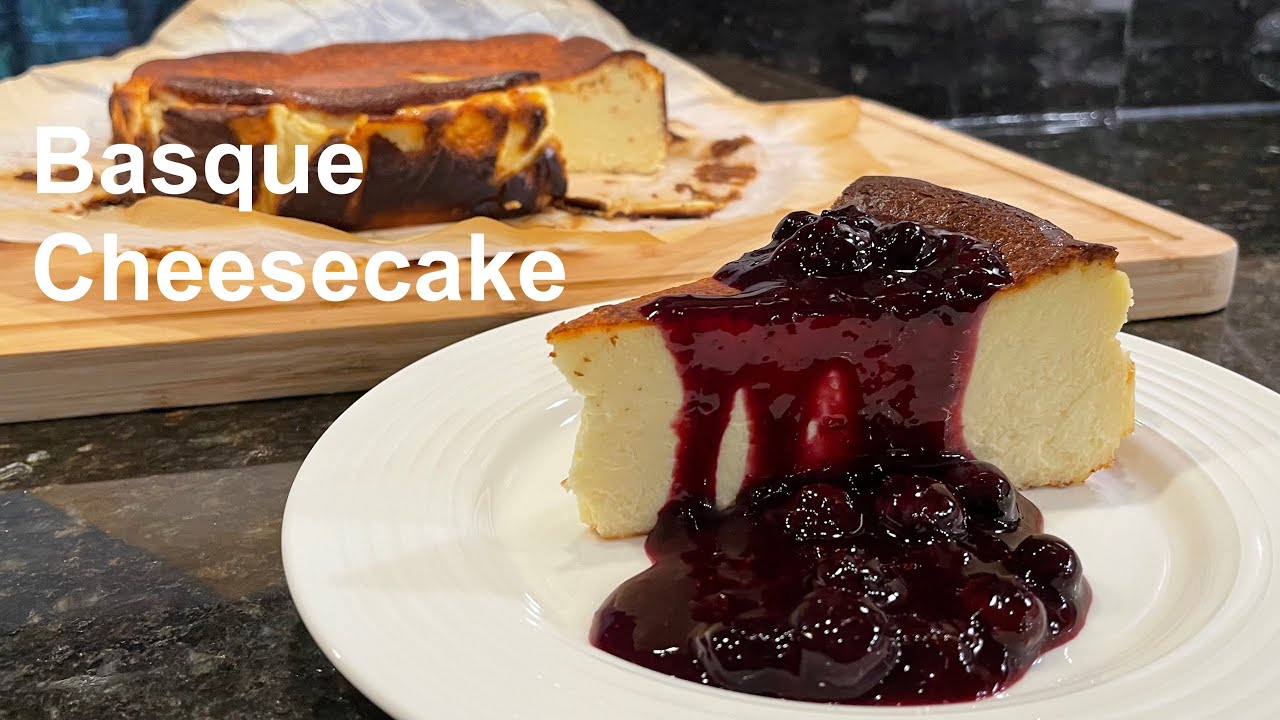 Basque Cheesecake w/ Blueberry Compote - YouTube