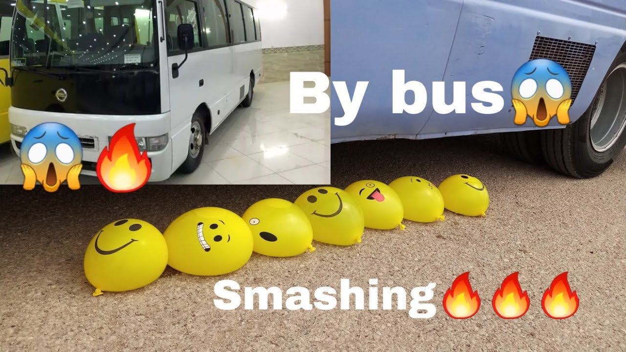 Experiment bus vs water balloons crashing cruchy&soft things by bus ...