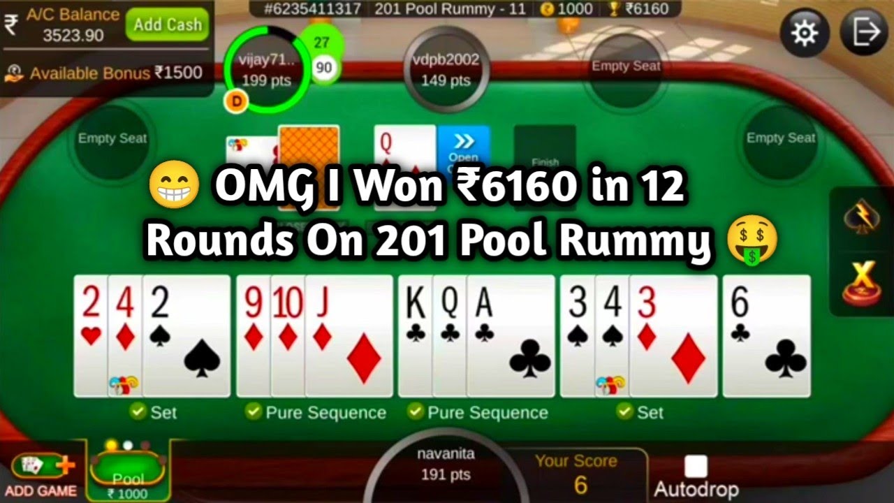😁 OMG I Won ₹6160 in 12 Rounds On 201 Pool Rummy 🤑 !! 201 Pool Rummy in ...