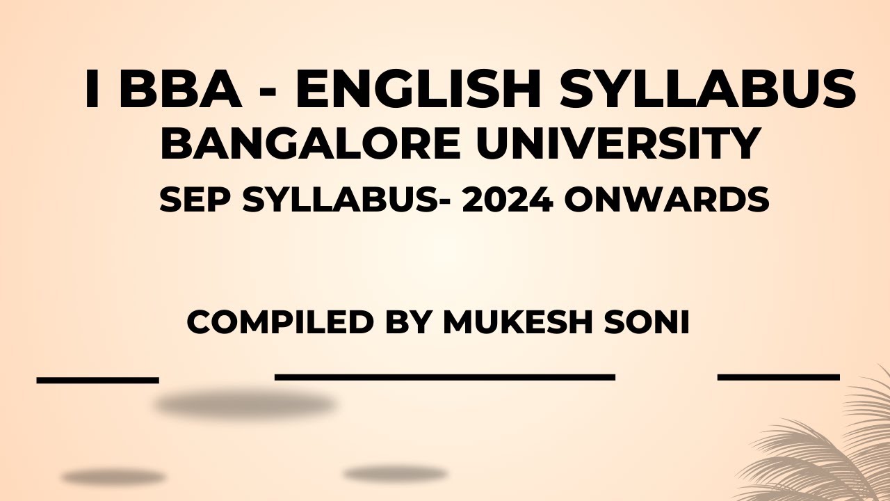 BU- I BBA -ENGLISH SYLLABUS - SEP 2024 ONWARDS - YouTube