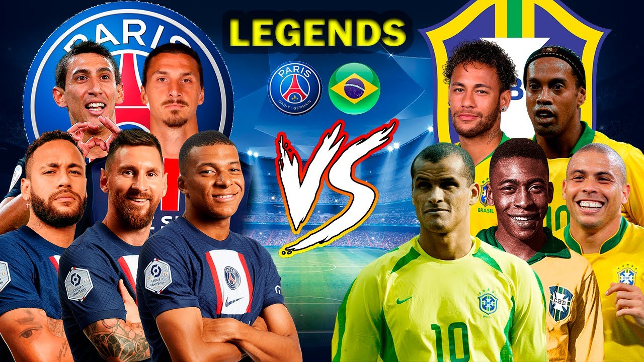 PSG LEGENDS 🆚 BRAZIL LEGENDS 🔥⚽💪 (Neymar, Messi, Rivaldo, Ronaldo ...