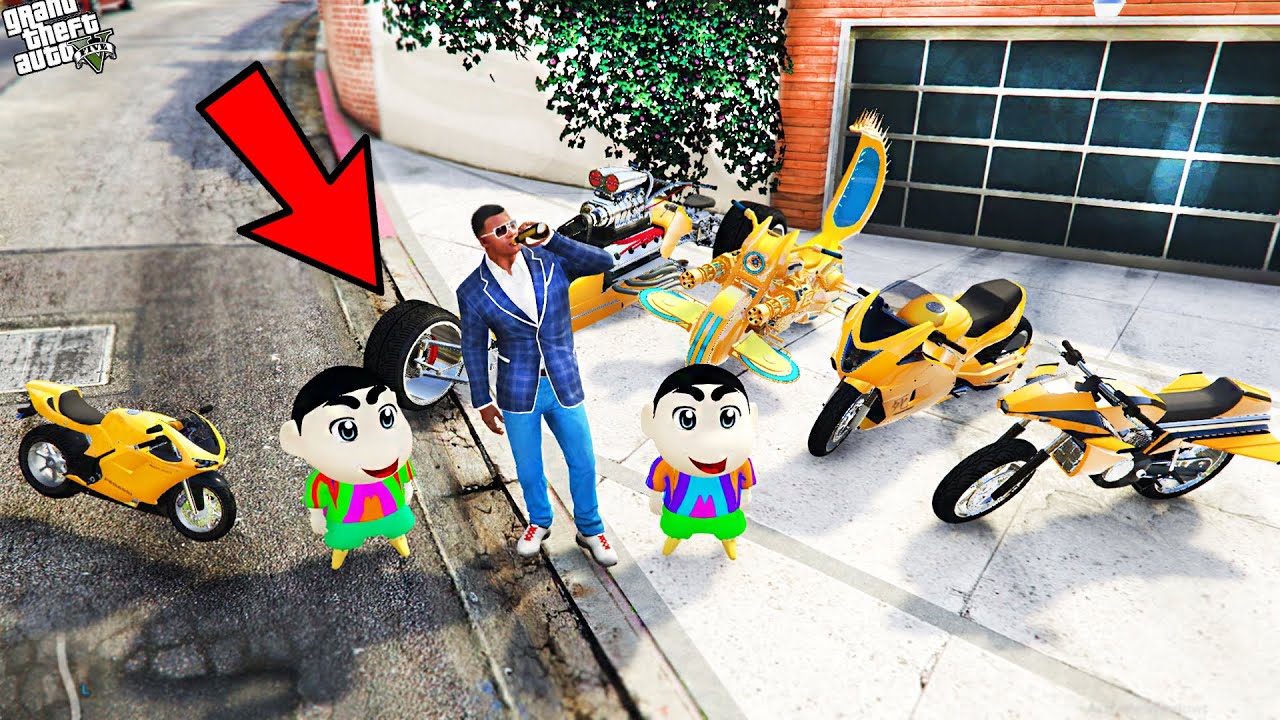 GTA 5 : Shinchan & Pinchan Stealing Gold Superbikes in GTA 5 ! (GTA 5 ...