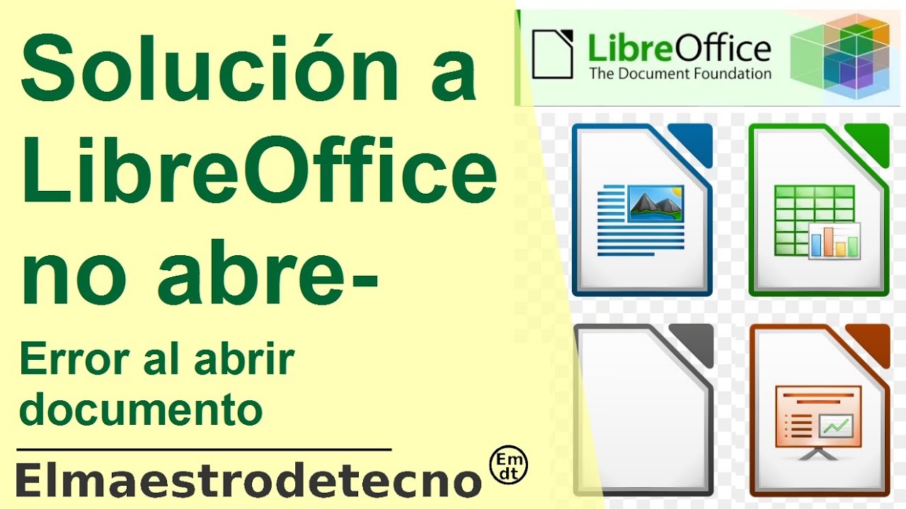 Tutorial "No abre LibreOffice".- Solución- Error al abrir documento. También OpenOffice. - YouTube