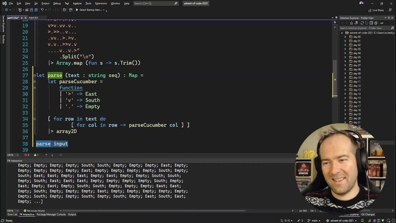 ⛄advent of code 2021⛄ Day 25⭐ - F# livecoding - YouTube
