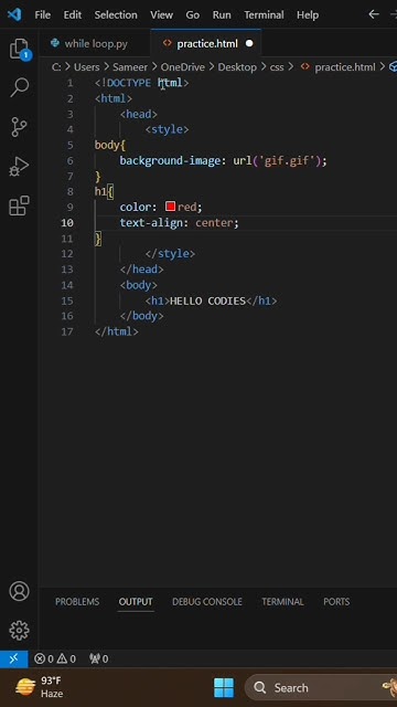 In Background Using Internal Css Codebuddy Coding Html5 Css Internalcss Viral