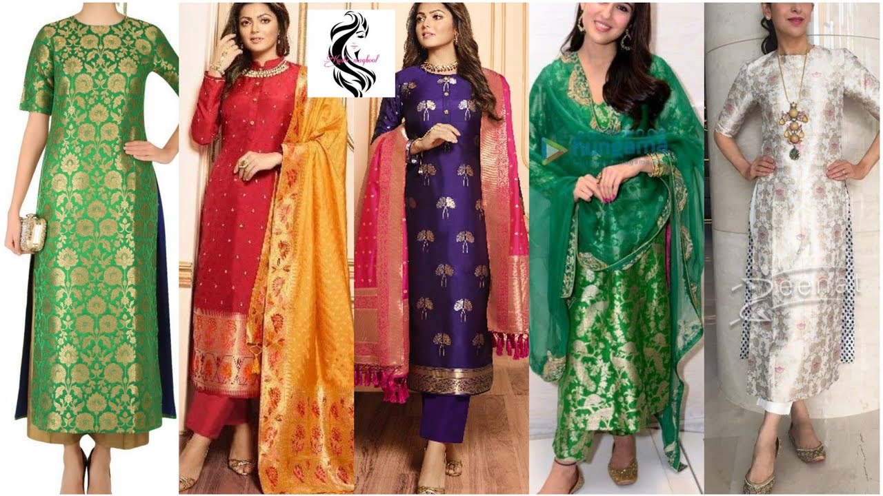 Jamawar Banarasi Brocade fabric Dress Ideas 👍💯 dulhan party Dress ...