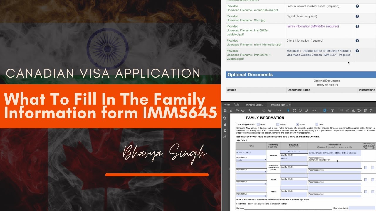 Family Information Form IMM5645 Details | Canadian Visa Application ...