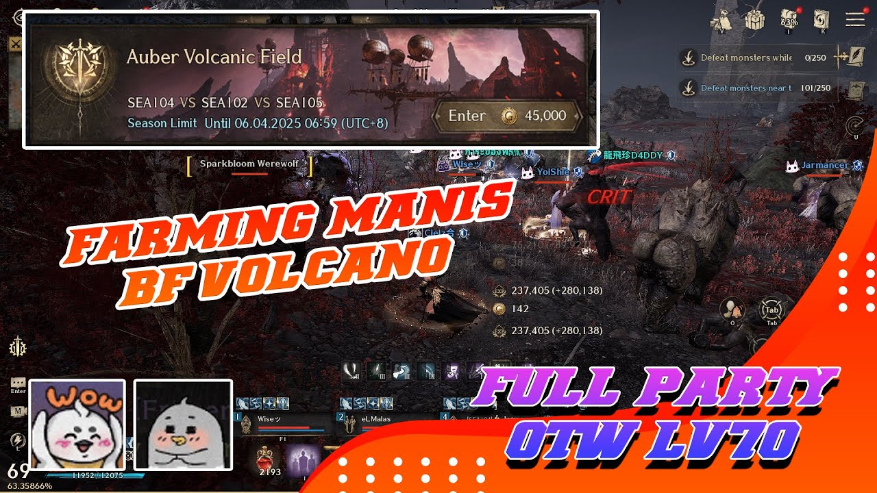 NIGHT CROW GLOBAL | FARMING VOLCANO ON GOING LV70 - YouTube