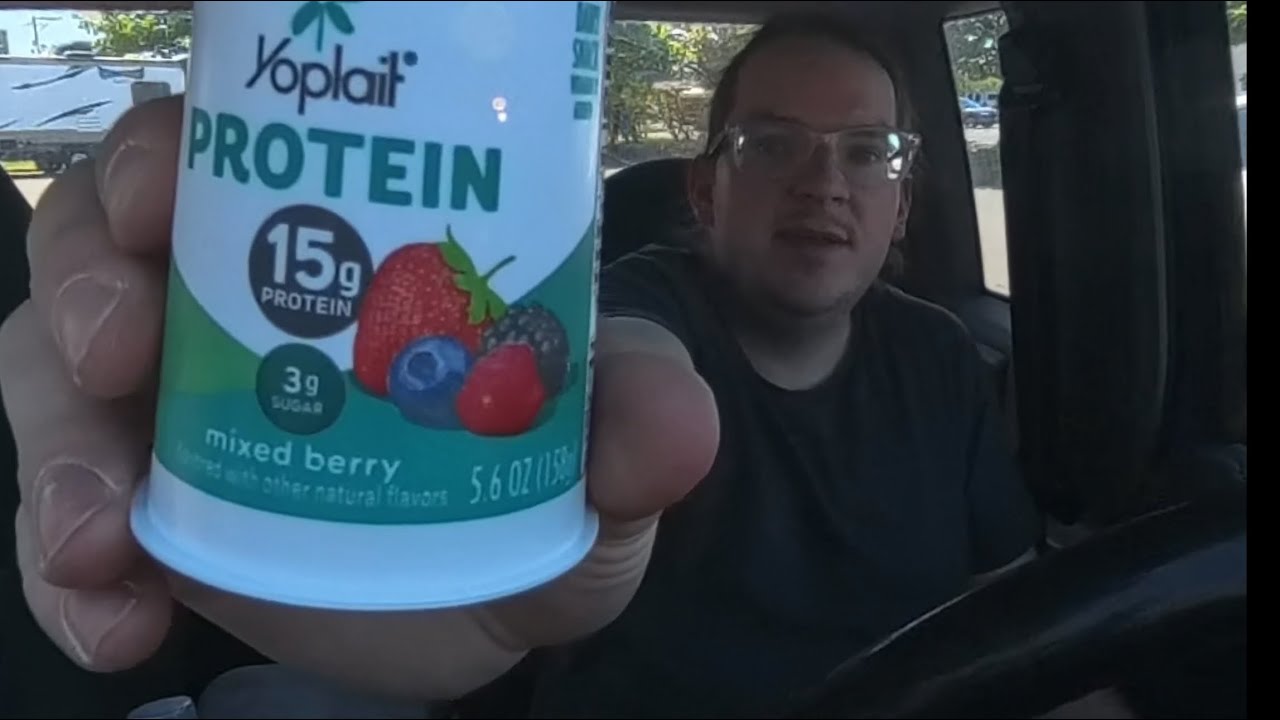 Yoplait protein yogurt mixed berry flavor review - YouTube