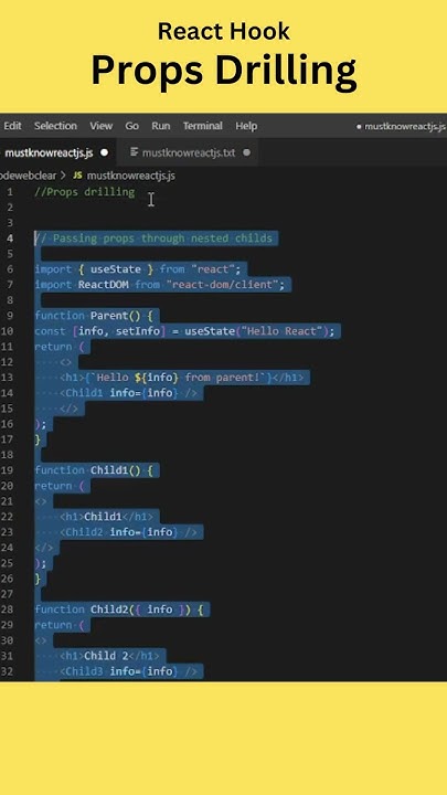 Must Know #react Props Drilling (why useContext Hook?) Part-1 #shorts #hindi - YouTube