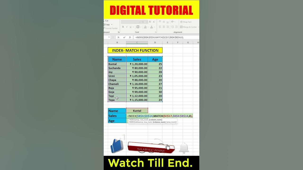 Say Goodbye to VLOOKUP: The Index Match Function Has Arrived | @digitaltutorial425 | Excel ...