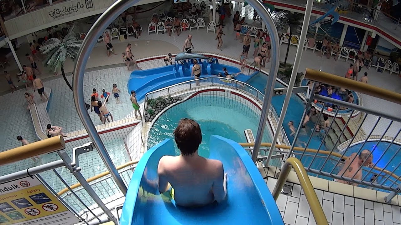 Super Fun Drop Slide with Tuberides at Tikibad Duinrell - YouTube