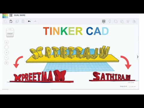 DUAL Name // How to design Dual name with different symbols // Tinkercad tutorial-2 // Gift making