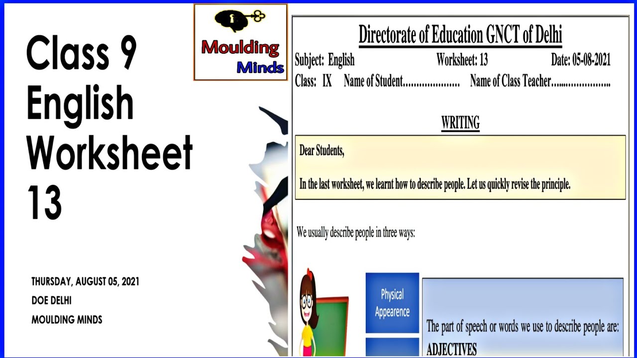Class 9 English Worksheet 13 | 5 August 2021| English Worksheet 13 ...