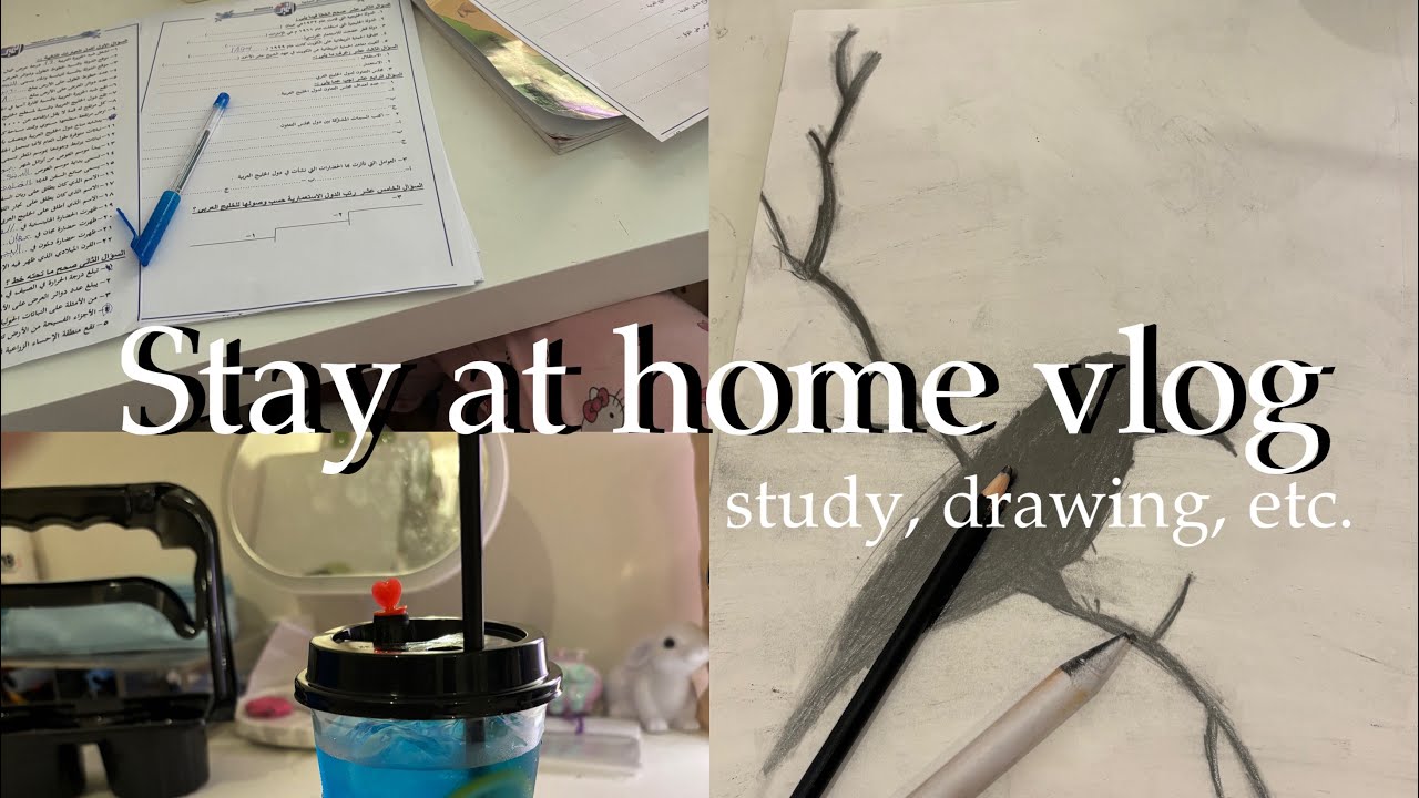 cozy & short stay at home vlog ☁️ | study, drawing, and chatting ...