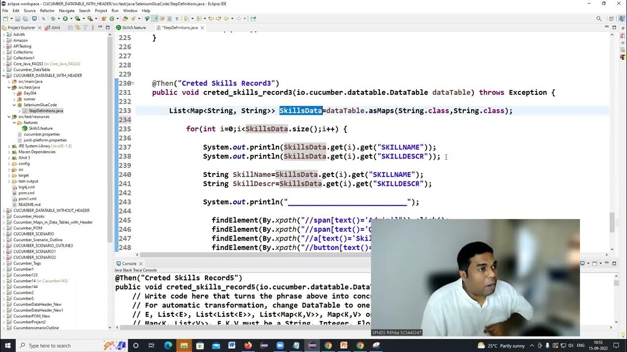 Cucumber Data Table with Header 8 Selenium Proxy Interview support Sudhakar +91-9294052778 - YouTube