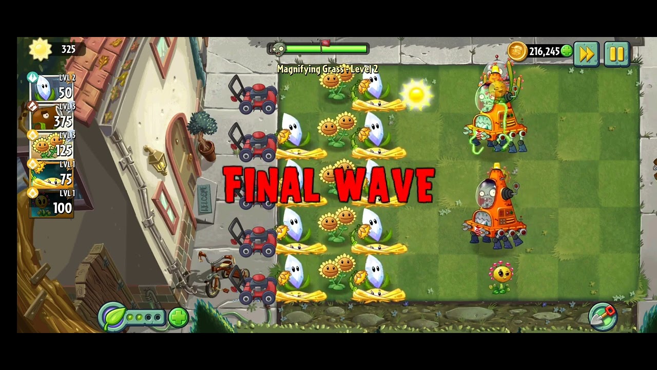 Plants vs zombies 2: Magnifying Grass Event Level 2 - YouTube