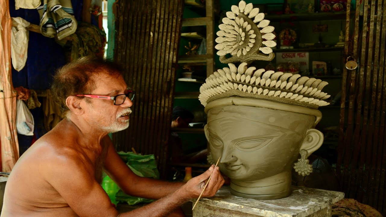 Kumartuli Durga Murti Making 2022 | Durga Idol Face Making 2022 | Durga ...