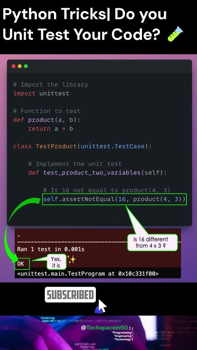 Python Tricks Do You Unit Test Your Code 🧪shorts Pythonforbeginners Pythonprogramming 7184
