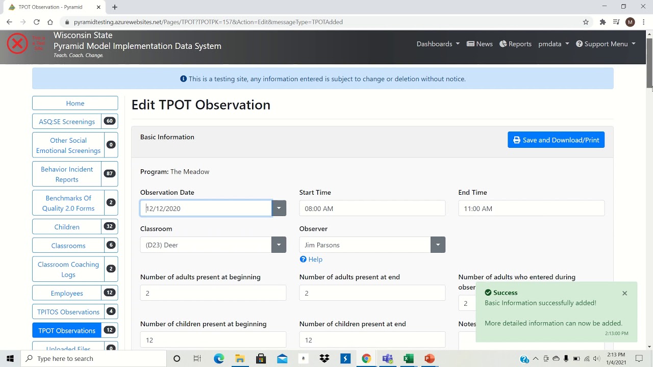Entering A TPITOS or TPOT Observation - YouTube