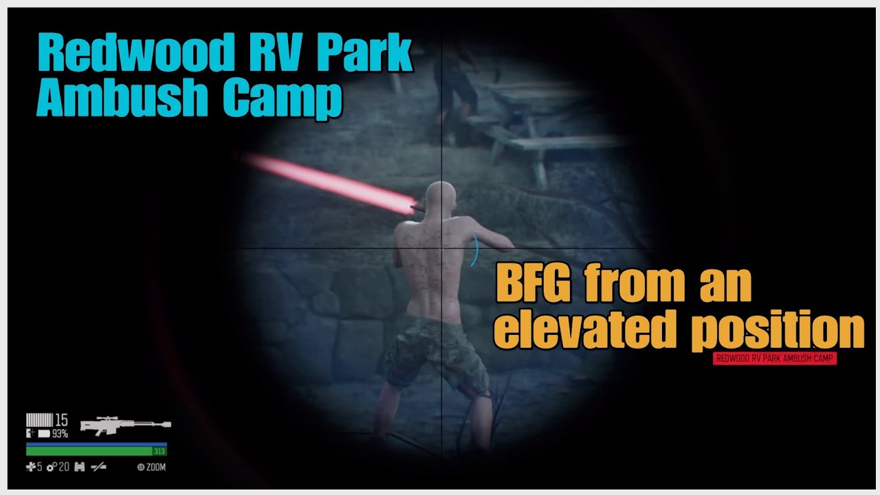 Days Gone- Redwood RV Park Ambush Camp - BFG from an elevated position ...