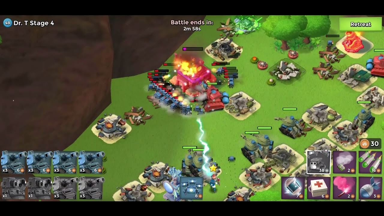 Boom Beach Dr T stages 1-7 attack: Critters attacking Dr T Island base ...