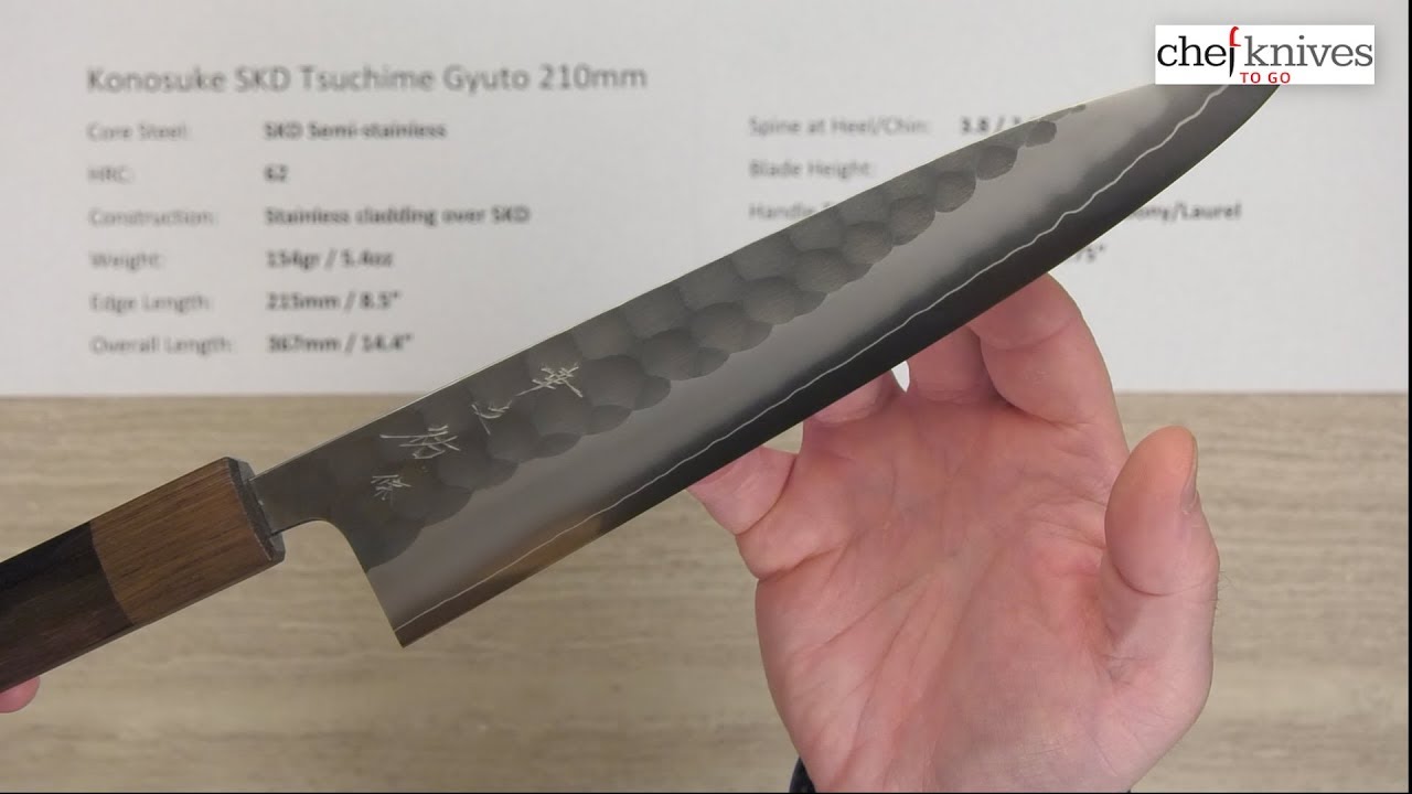 Konosuke SKD Tsuchime Ebony Gyuto 210mm Quick Look - YouTube