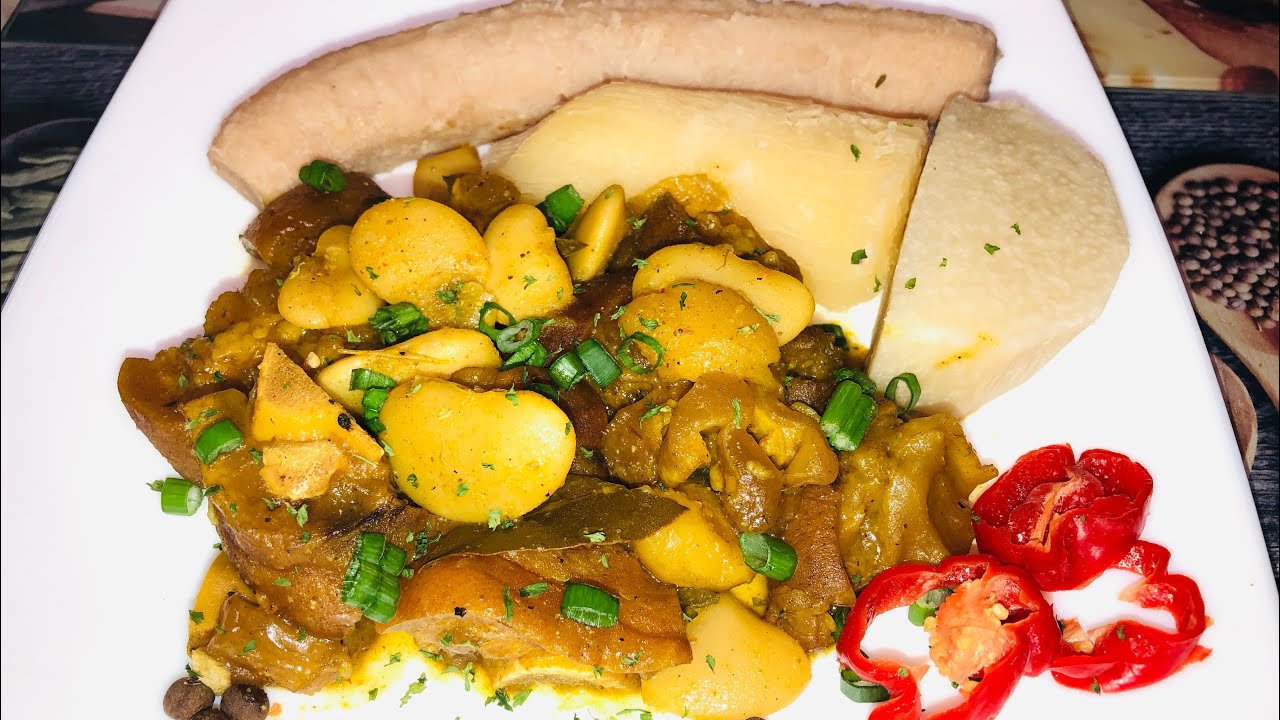 Jamaican Curry Cow Foot & Bean | Cow Foot | #Jamaicanrecipequeen - YouTube