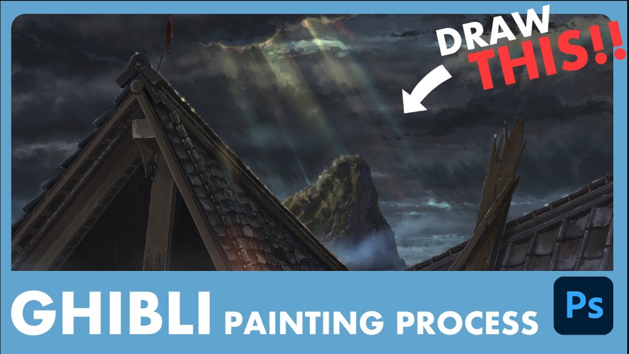 How to Draw Ghibli Studio Style Background in photoshop [speed paint ...