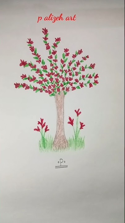 Tree drawing ll Easy tree flower drawing ll How to draw a flower tree # ...