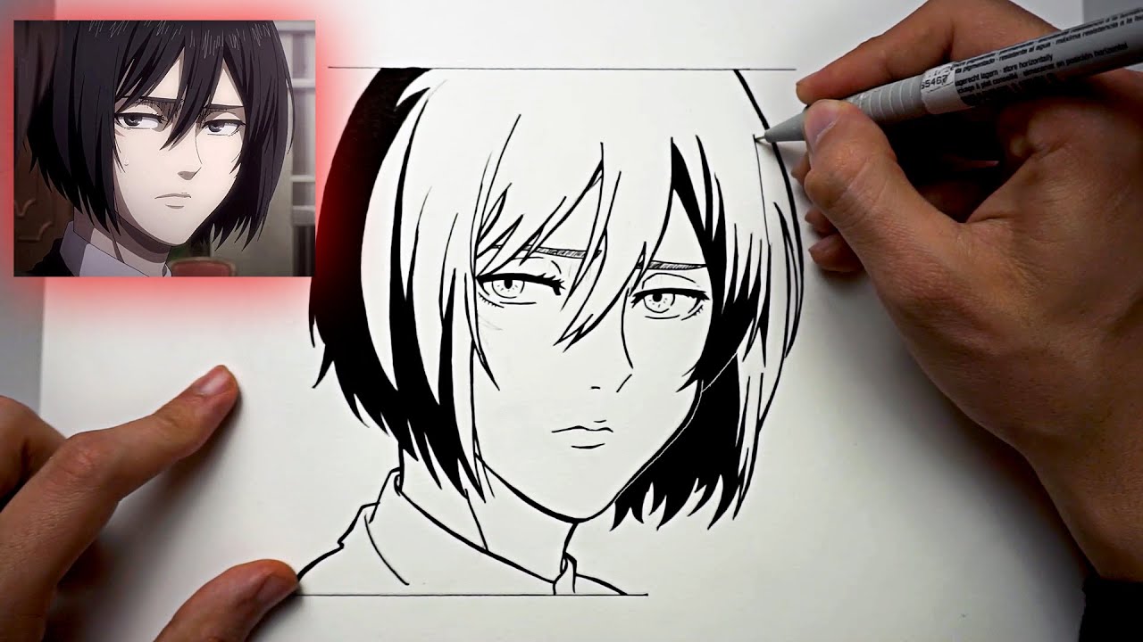 How to Draw MIKASA ACKERMAN Step by Step - YouTube