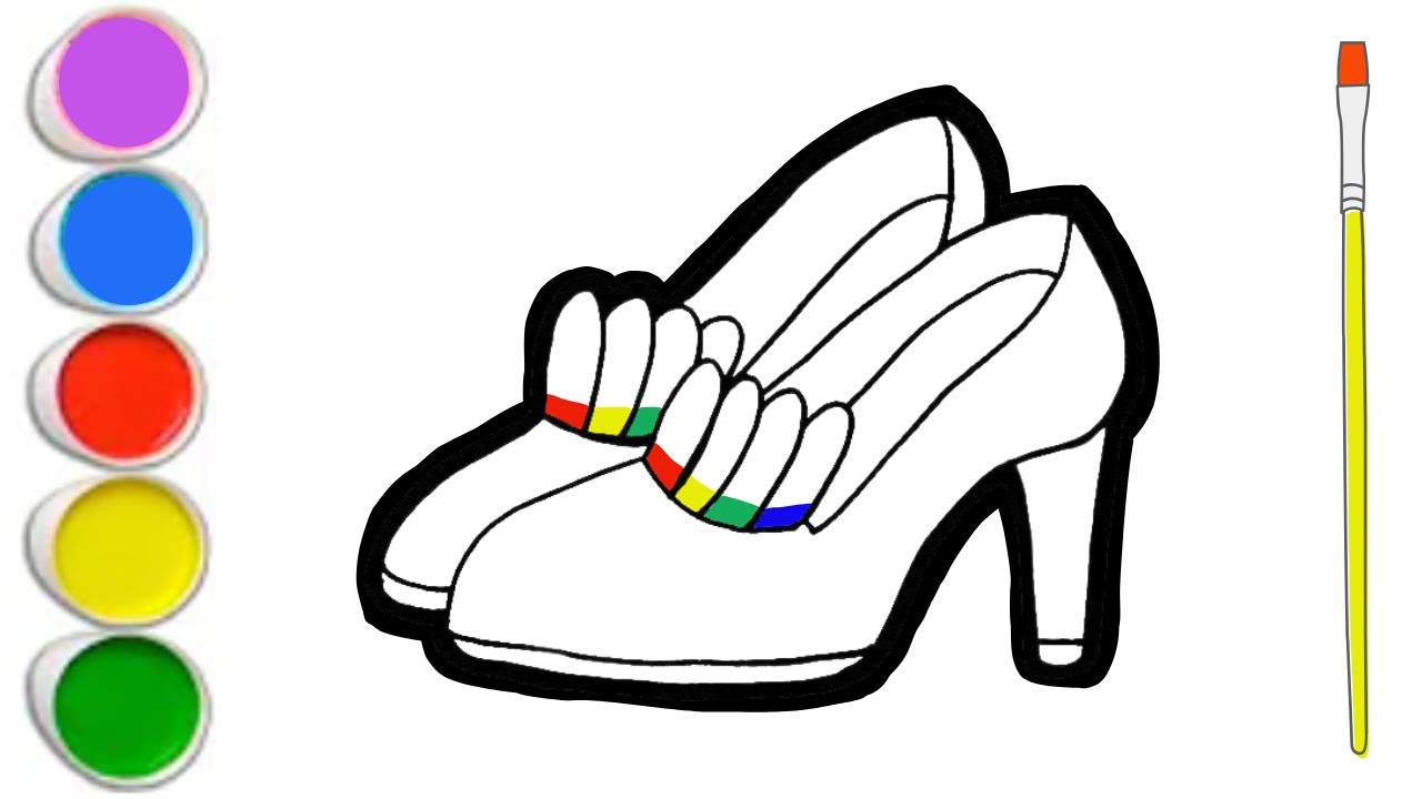 Princess Heels Drawing, Painting and Coloring for Kids | How to Draw ...