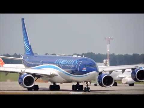 Airbus A340-500 Azal takeoff from Moscow Domodedovo