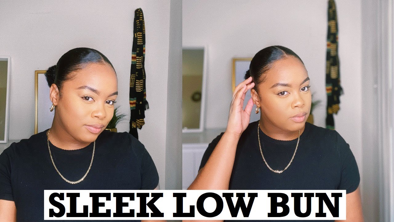MIDDLE PART LOW BUN ON NATURAL HAIR | Quarantine ain't stopping me and ...