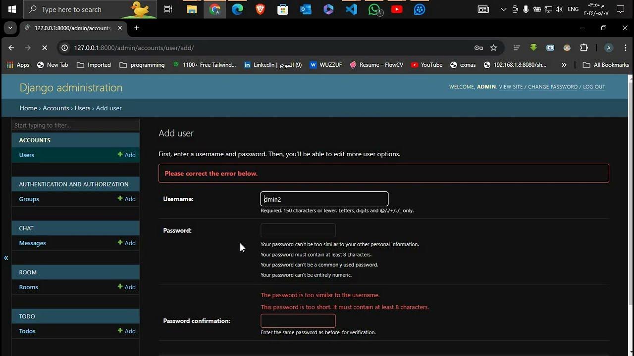 Django 14 Arabic عربى Admin Part 3 Retreive User Form Validations And Password Encryption Youtube