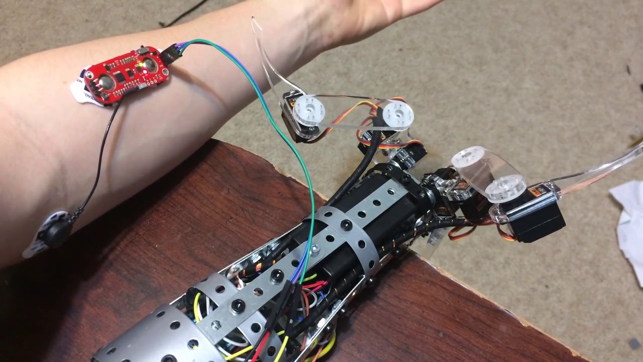Modular Prosthetic Arm Prototype Test 1 - YouTube