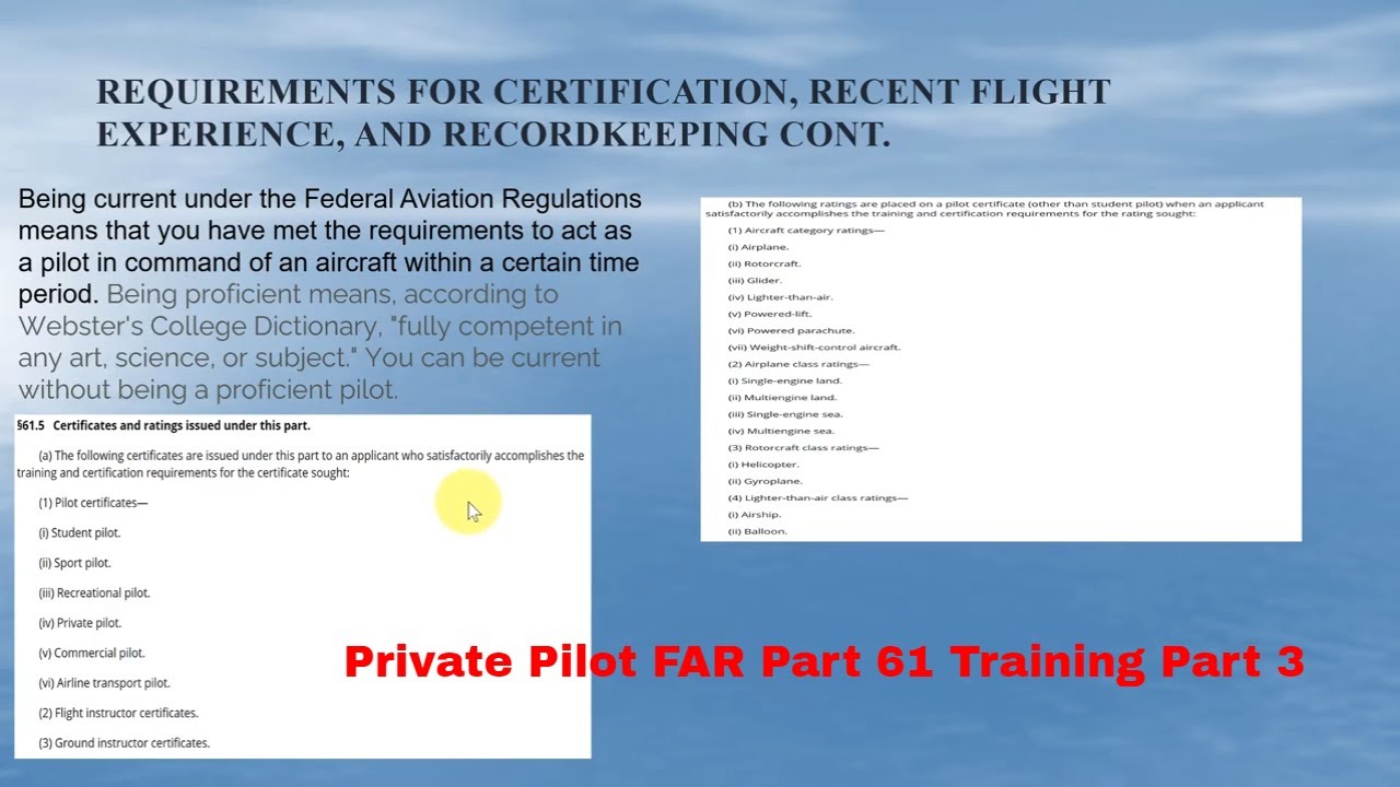 Private Pilot FAR 61 Ground Knowledge Training-Lesson 3 - YouTube