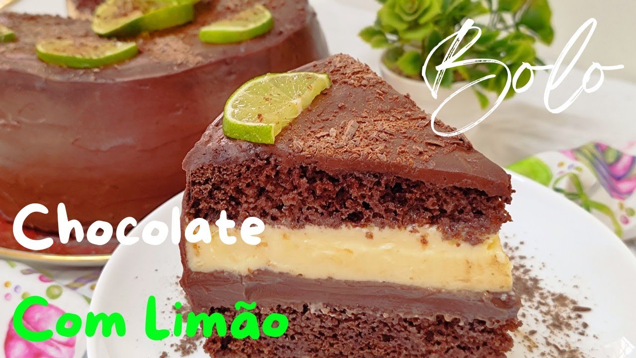 BOLO DE CHOCOLATE COM LIMÃO/ RECHEIO DUPLO CREMOSO E ESTRUTURADO/ FÁCIL ...