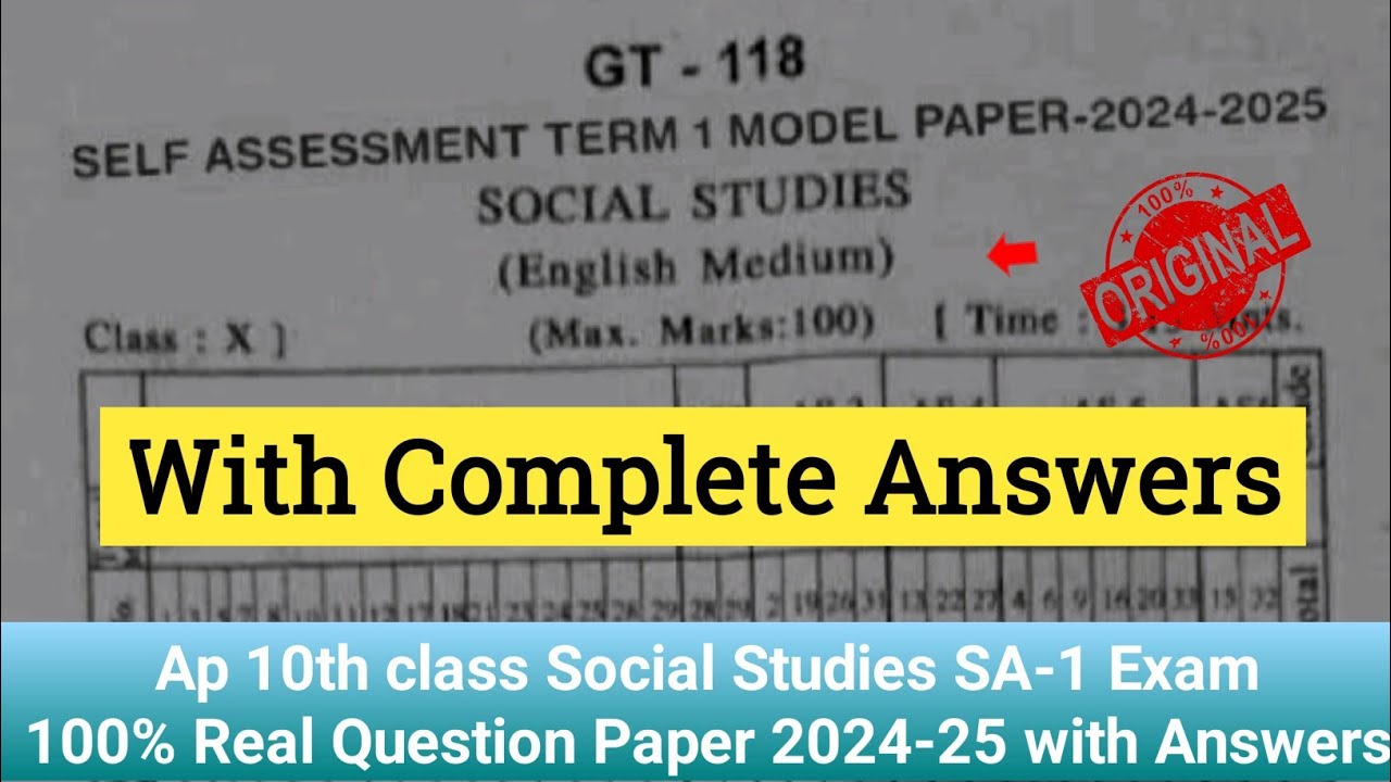 Ap 10th class social studies Sa1 💯real paper and answers 2024|10th ...