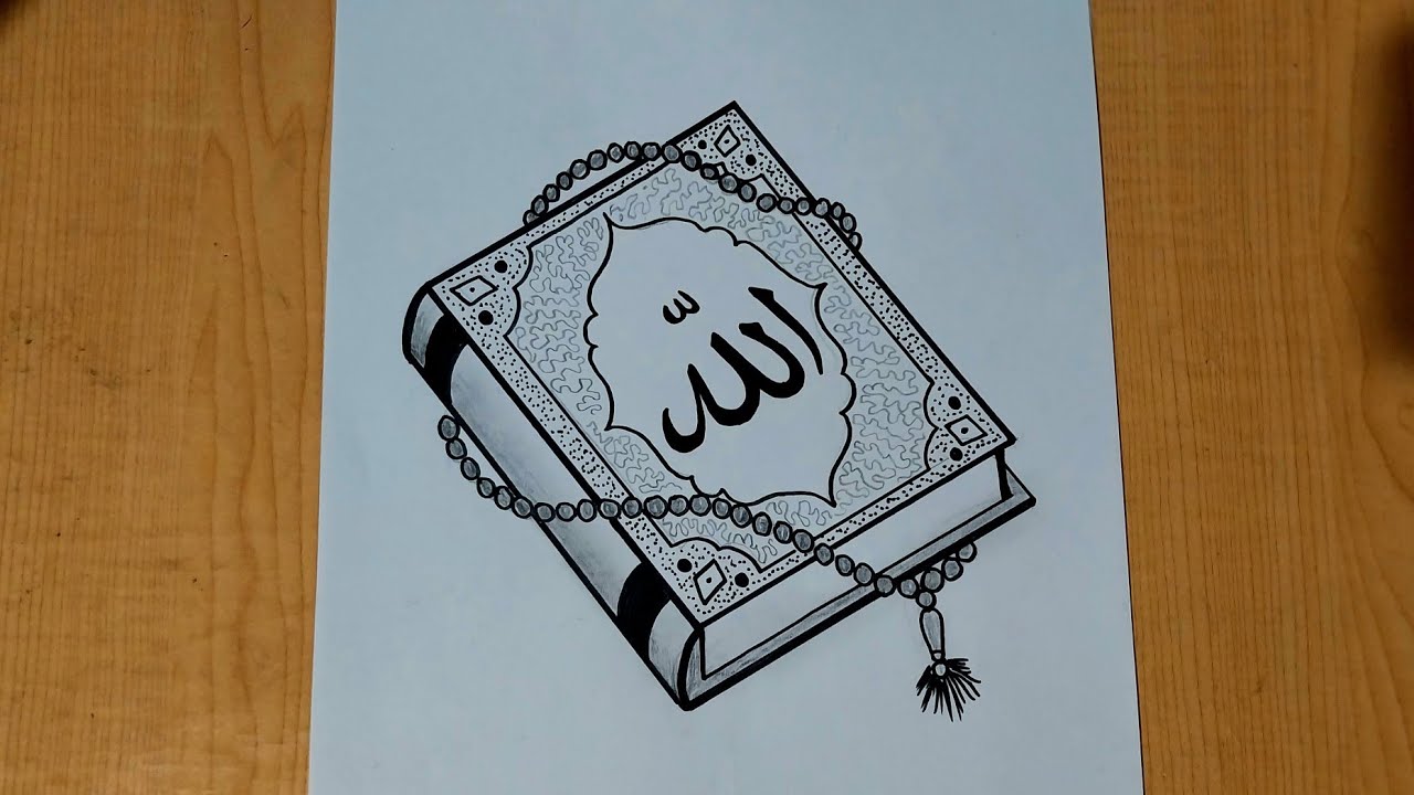 How to draw a quran with tasbeeh -pencil sketch /beautifull quran ...