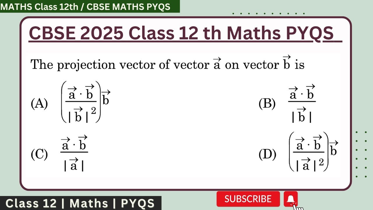 The projection vector of vector a on vector b is | CLASS 12 | VECTOR ...
