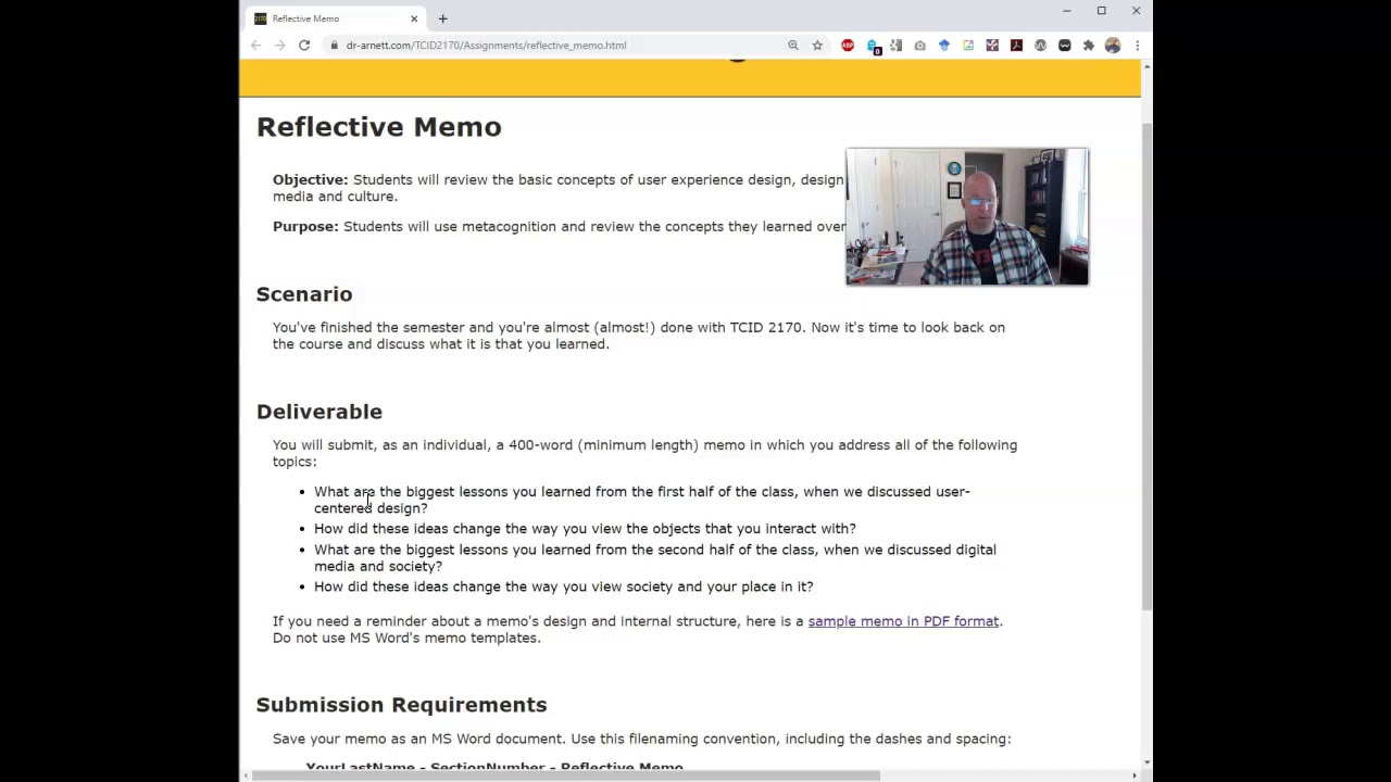Description of Reflective Memo assignment - YouTube