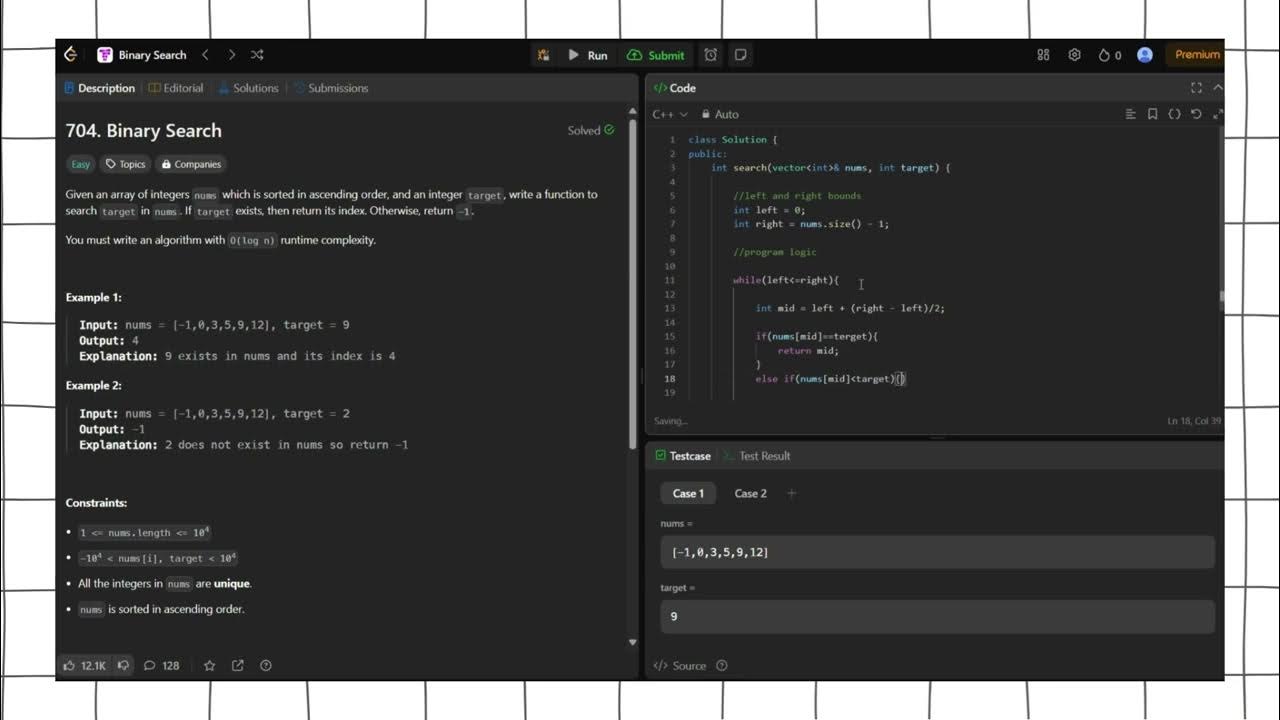 Day 1 of trying to take Leetcode seriously | Binary Search | QN. 704 - YouTube