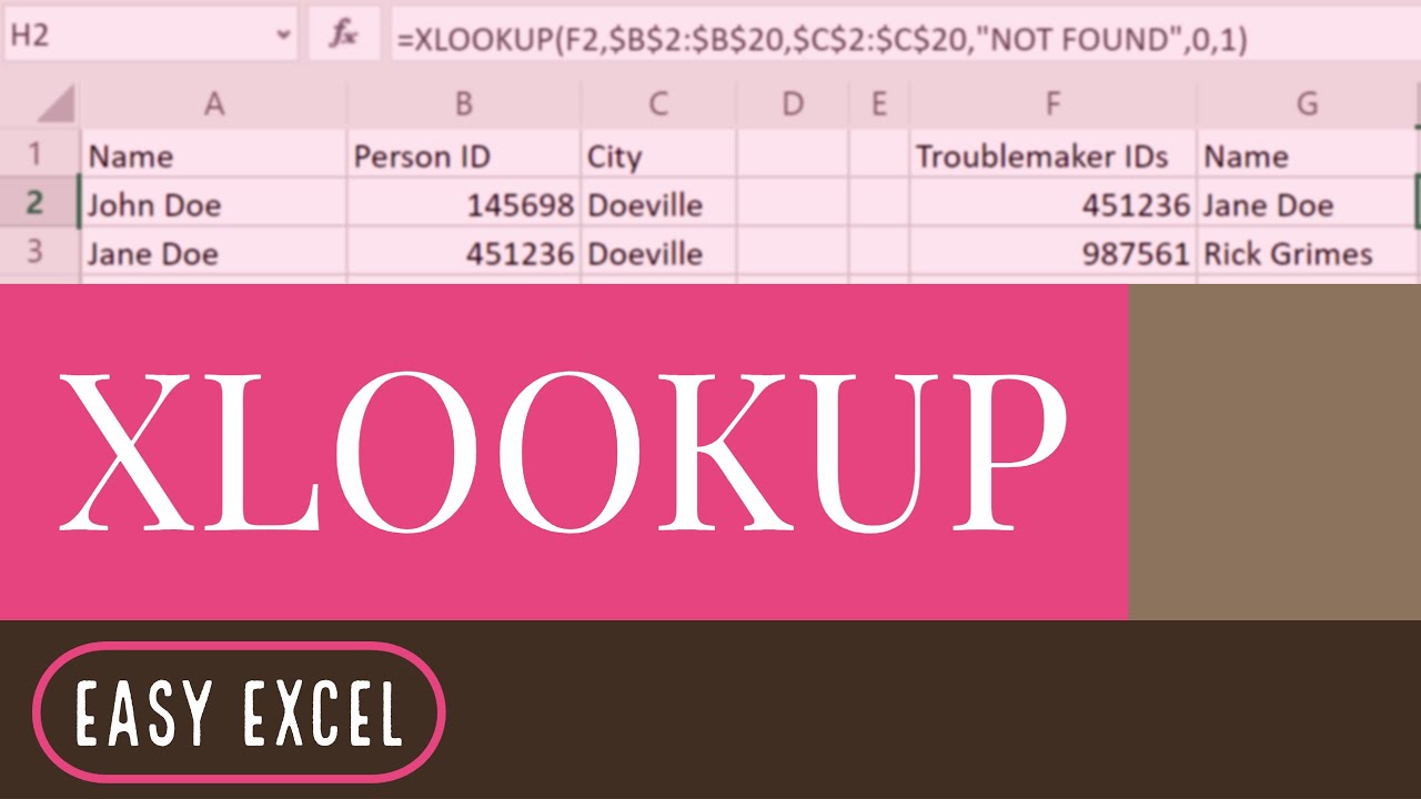Easy Excel Xlookup 31 Youtube