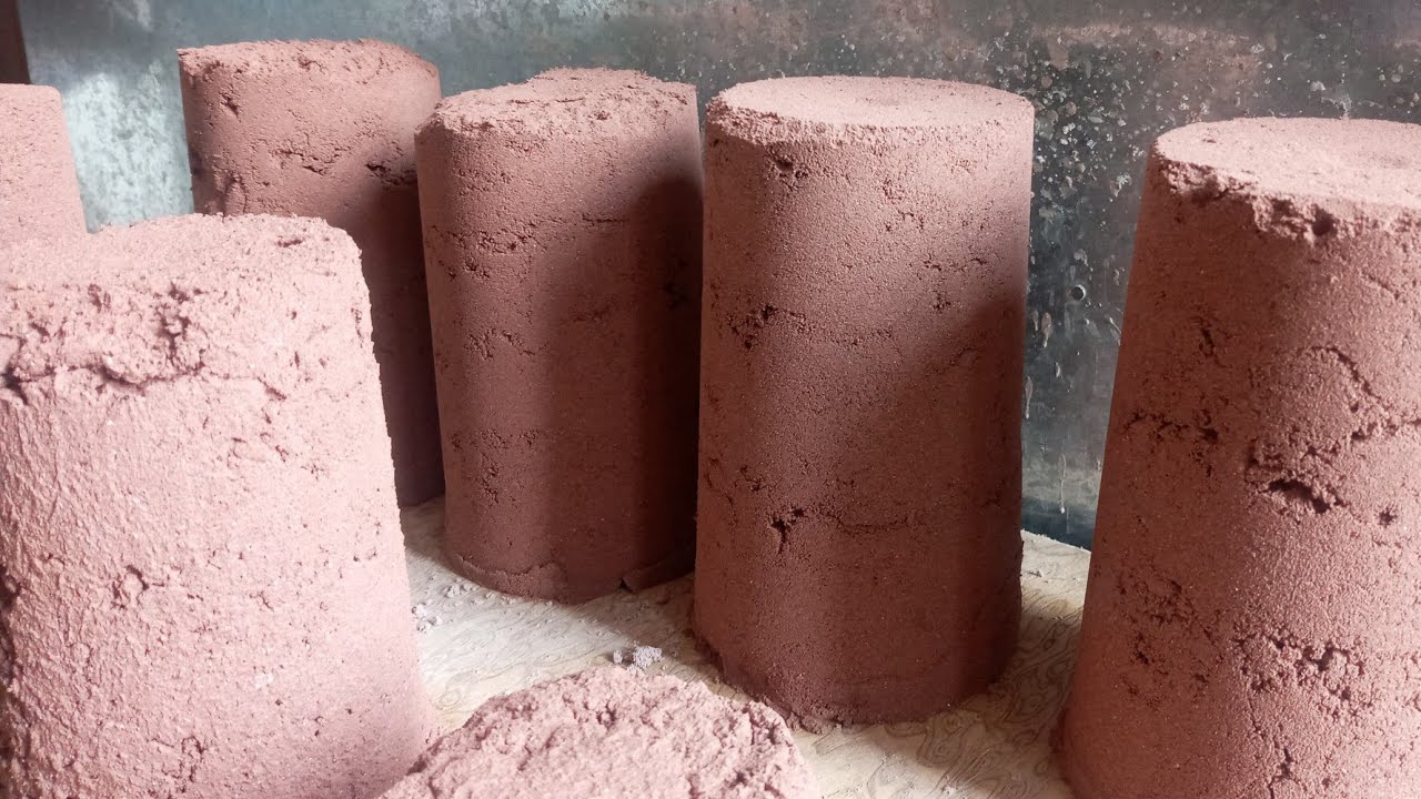 Red brick dirt Pillars shaving+Sifting+Dry and Water crumbling | ASMR ...