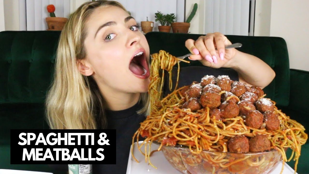 SPAGHETTI AND MEATBALL MUKBANG! - YouTube