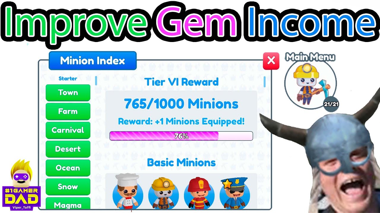 Increasing my Gem income by improving Minion index in Minion Simulator ...