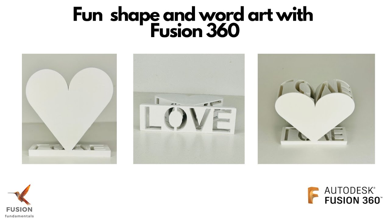 Fusion 360 tutorial: Word art LOVE/HEART 3D print - YouTube